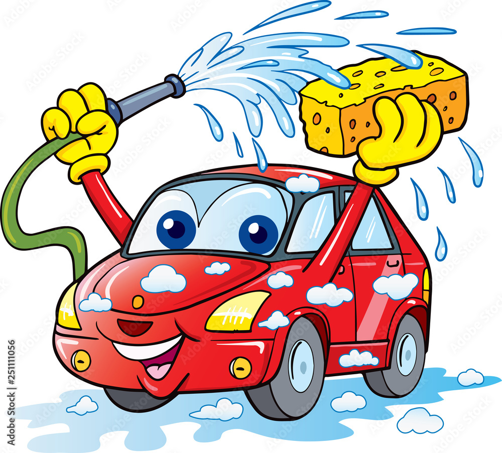 car wash with sponge and hose - Vector Stock Vector | Adobe Stock