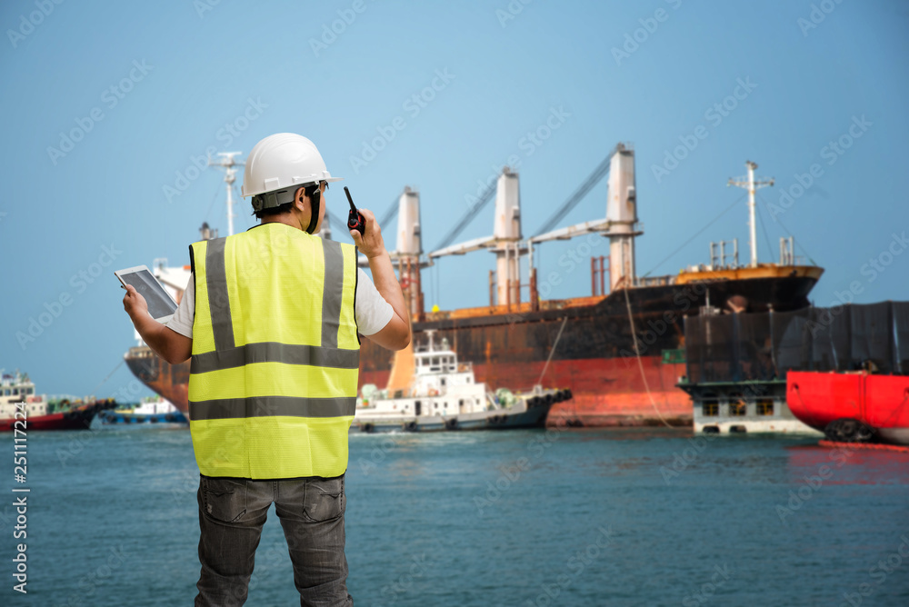 harbor master port control in command the ship to takes berthing to ...