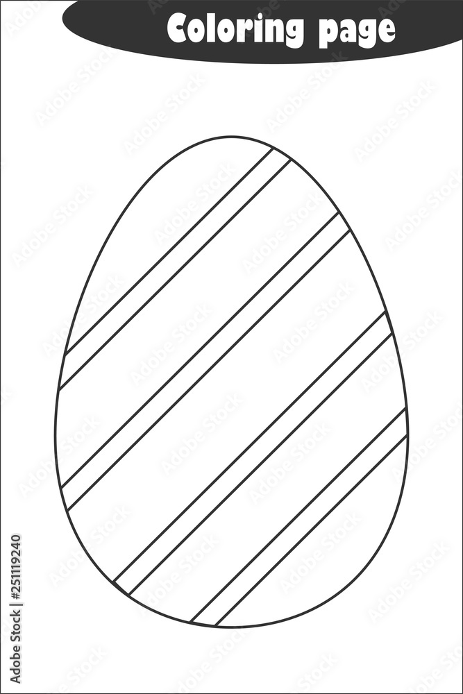 Decoration egg in cartoon style, coloring page, easter education paper ...