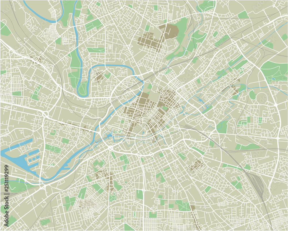 Vector city map of Manchester with well organized separated layers ...
