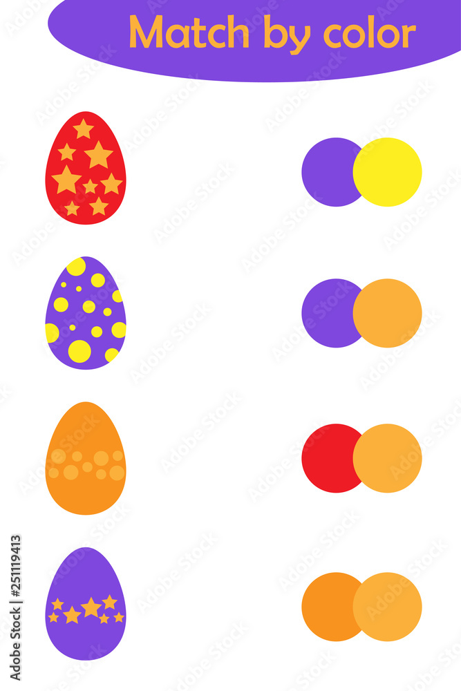 Matching game for children, connect colorful easter eggs with same ...