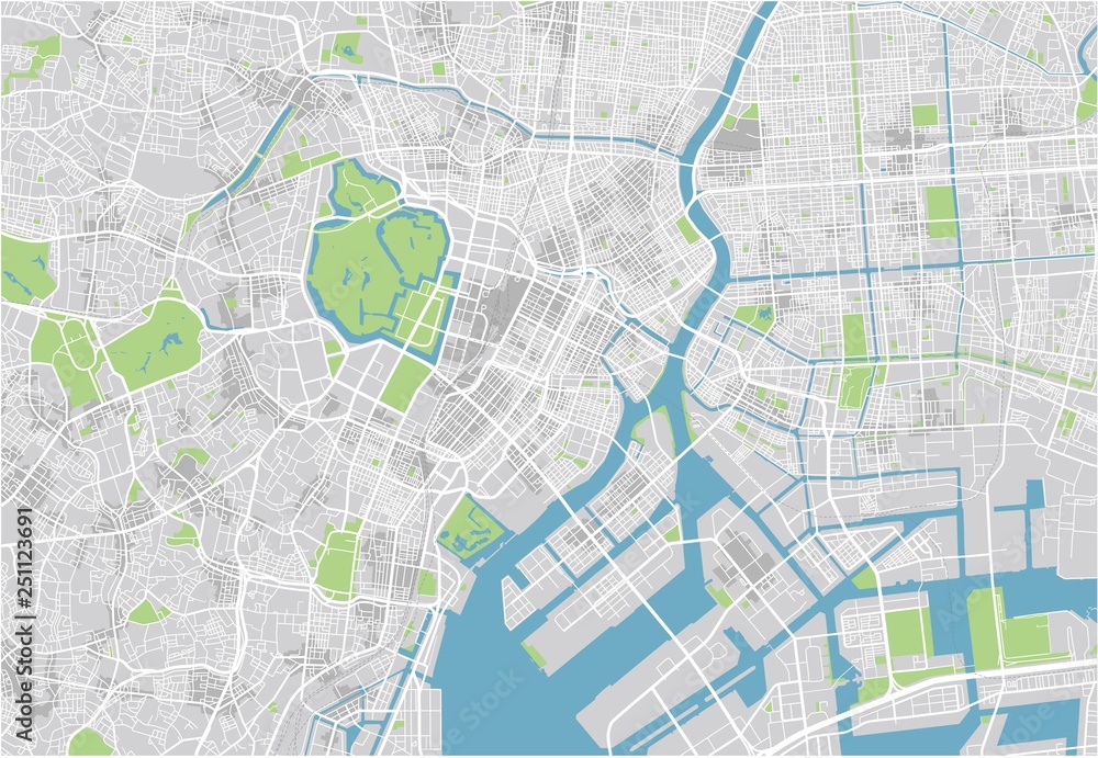 Vector city map of Tokyo with well organized separated layers. Stock ...