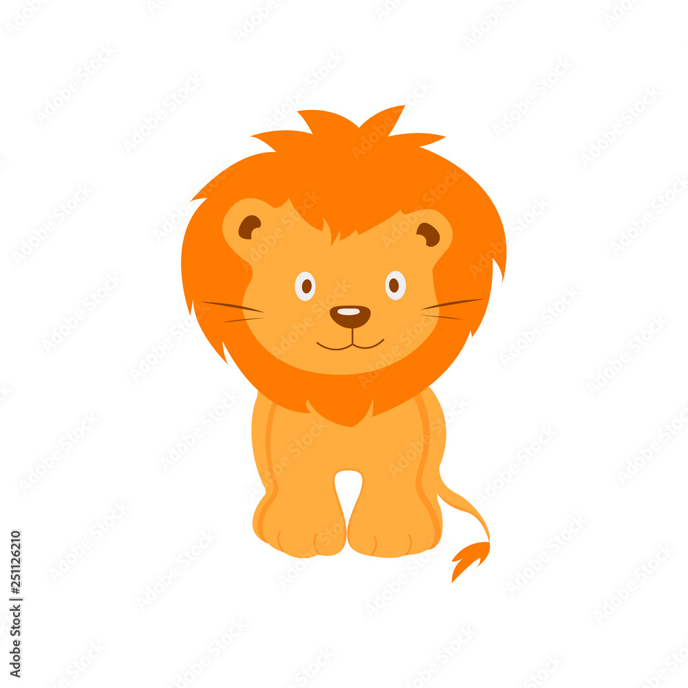cute little lion in cartoon style on white background. the soul of the ...