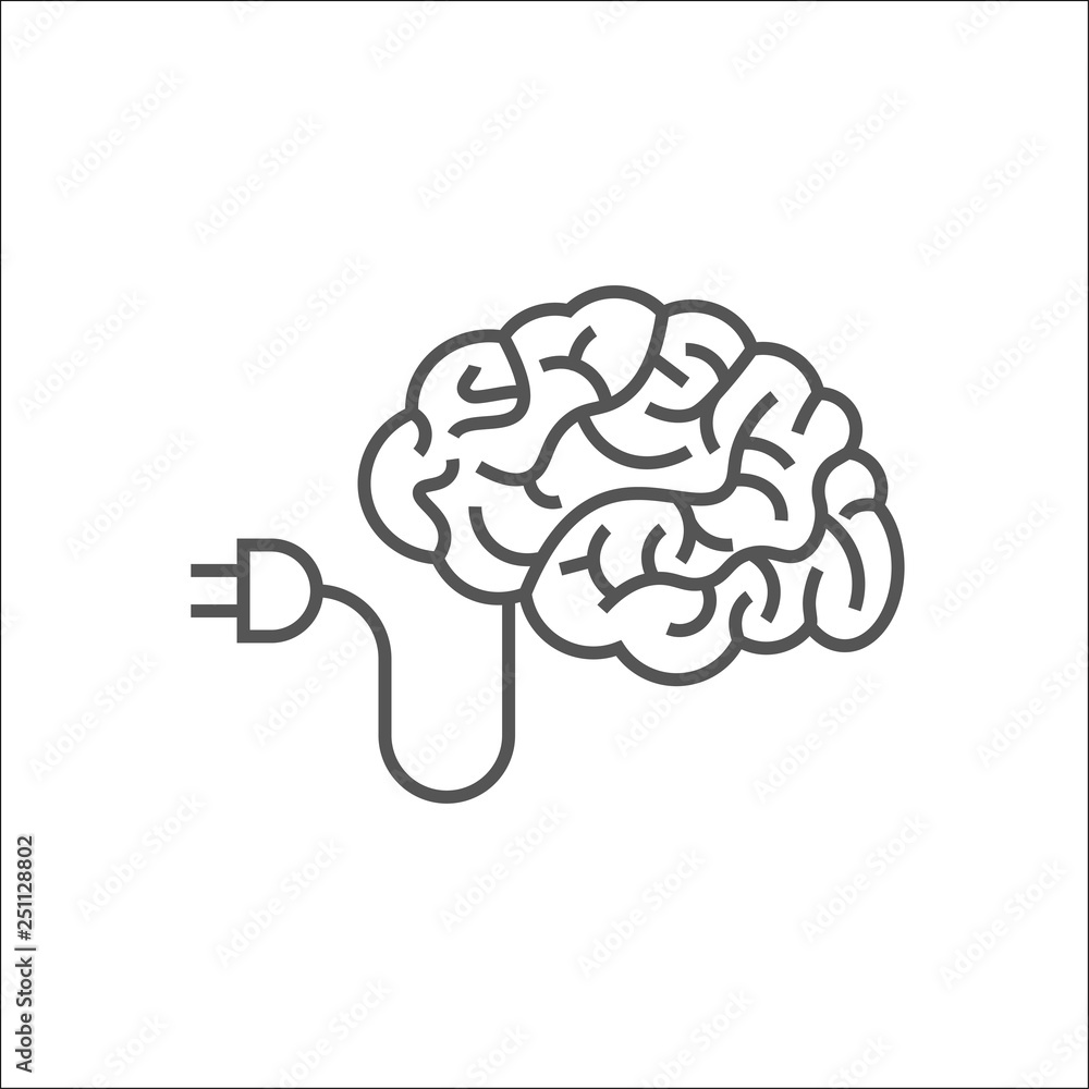 Brain Logo silhouette design vector template. AI and Think idea concept ...