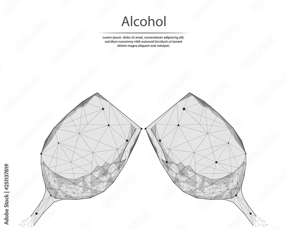 Abstract image wine Two wine glasses in the form of lines and dots ...