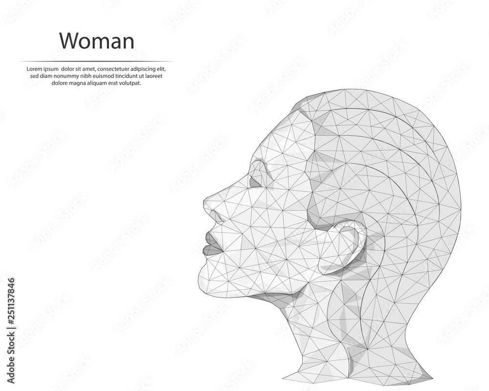 Abstract image face of women in the form of lines and dots, consisting ...