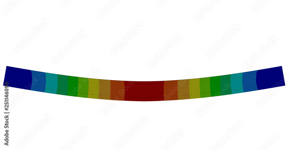 3D Illustration. Side view of a deflection plot of an I Beam in bending ...