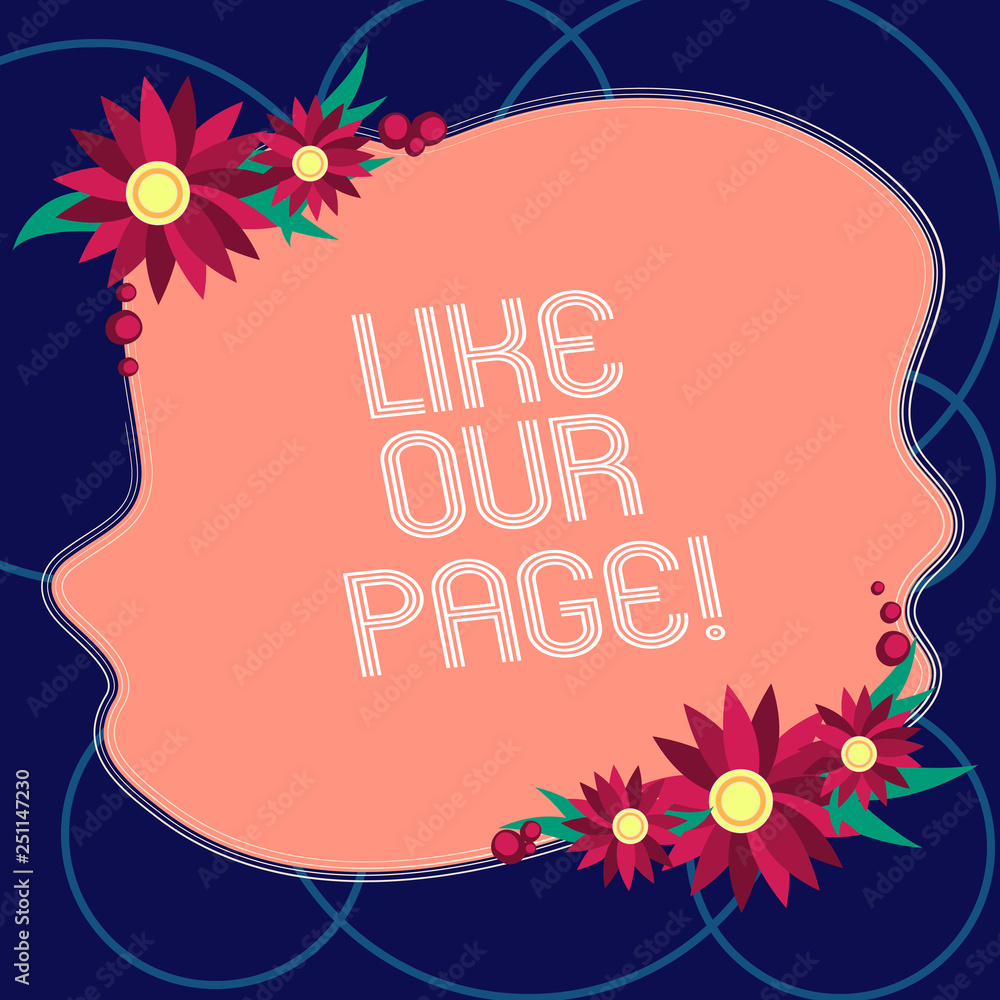 Word writing text Like Our Page. Business concept for Follow us on the ...