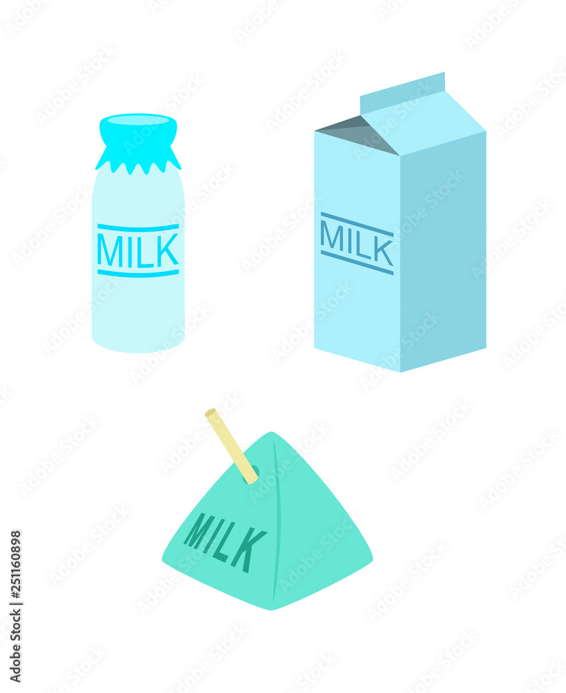 Êßò„ÄÖ„Å™Áâõ‰π≥„ÅÆÂÆπÂô® Stock-Illustration | Adobe Stock