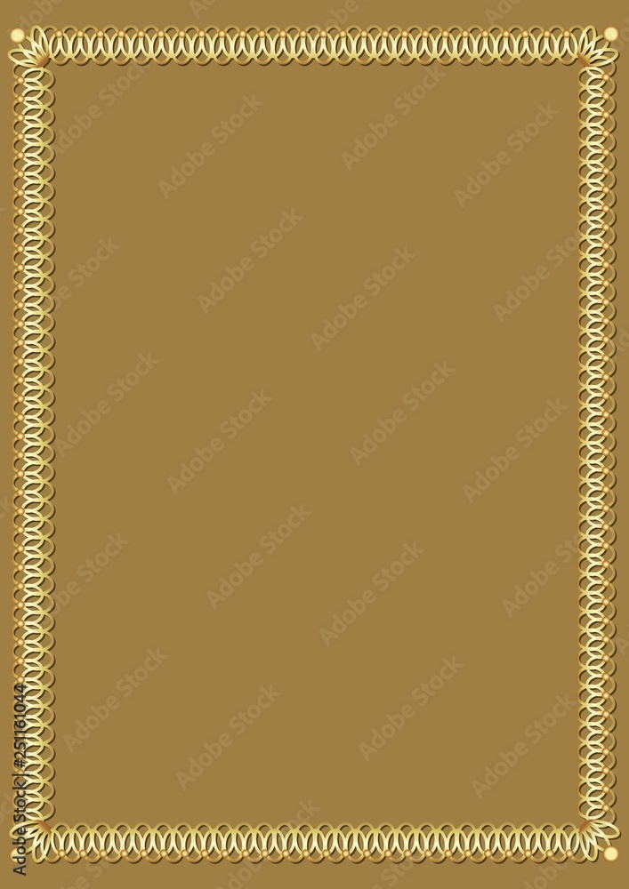 Border with 3d embossed effect. Decorative luxurious golden frame on ...
