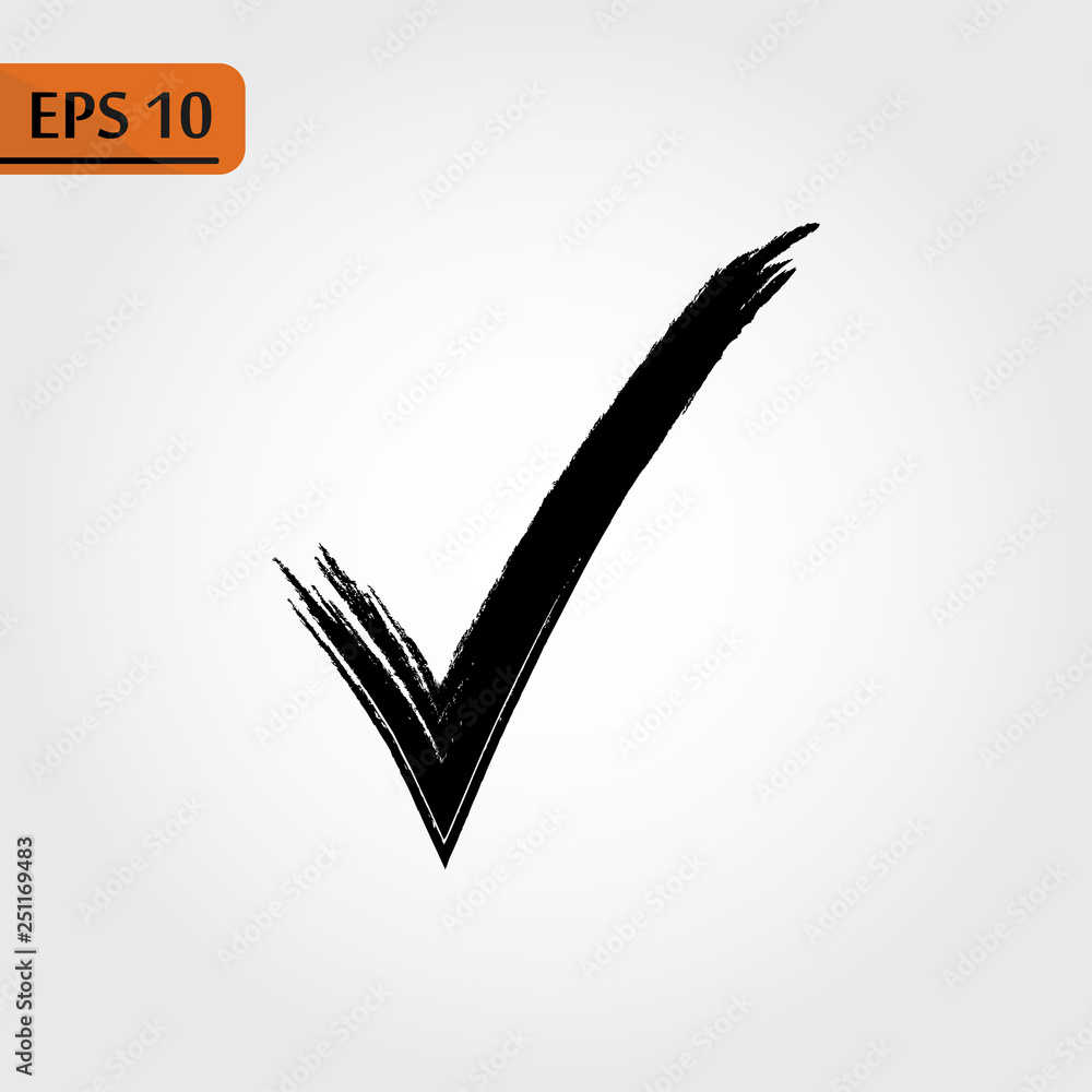 Black check mark icon. Tick symbol in black color, vector illustration ...