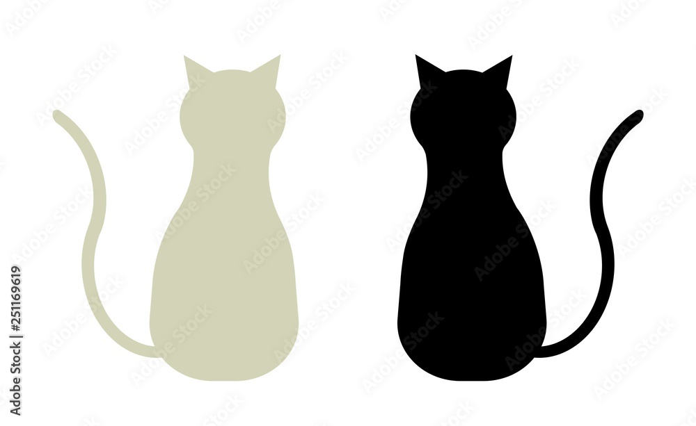 白猫と黒猫の後ろ姿 Stock イラスト Adobe Stock
