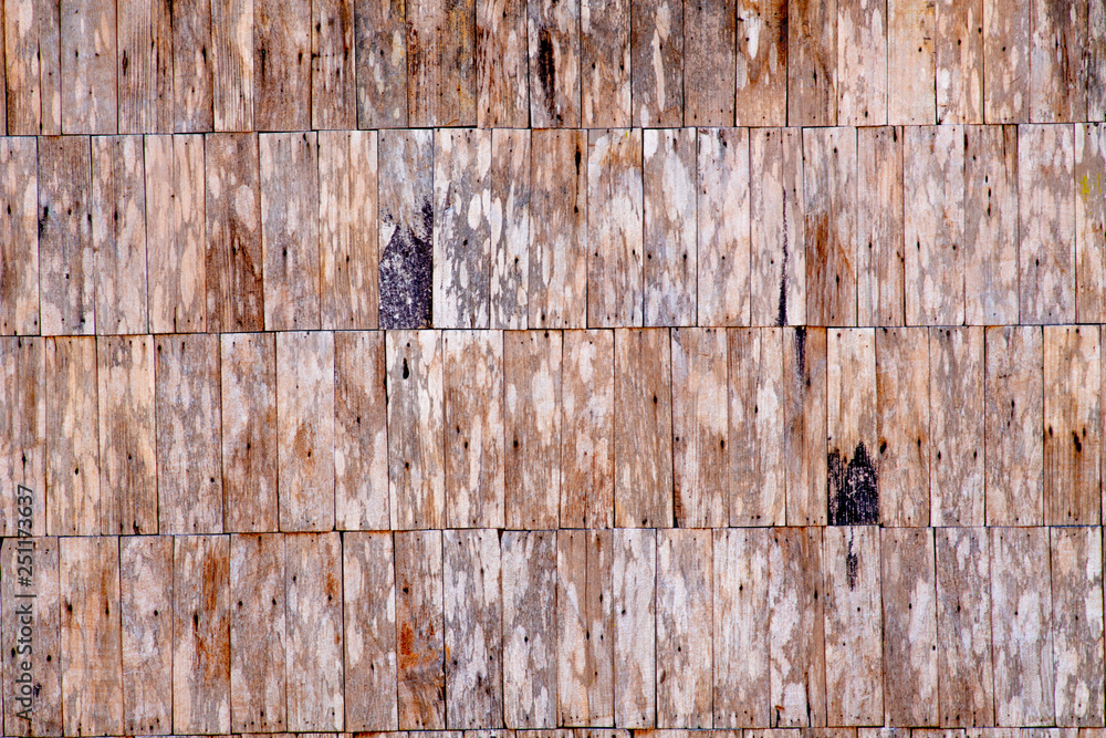 Wooden slats are used to build a unique wall of a villager's house in ...