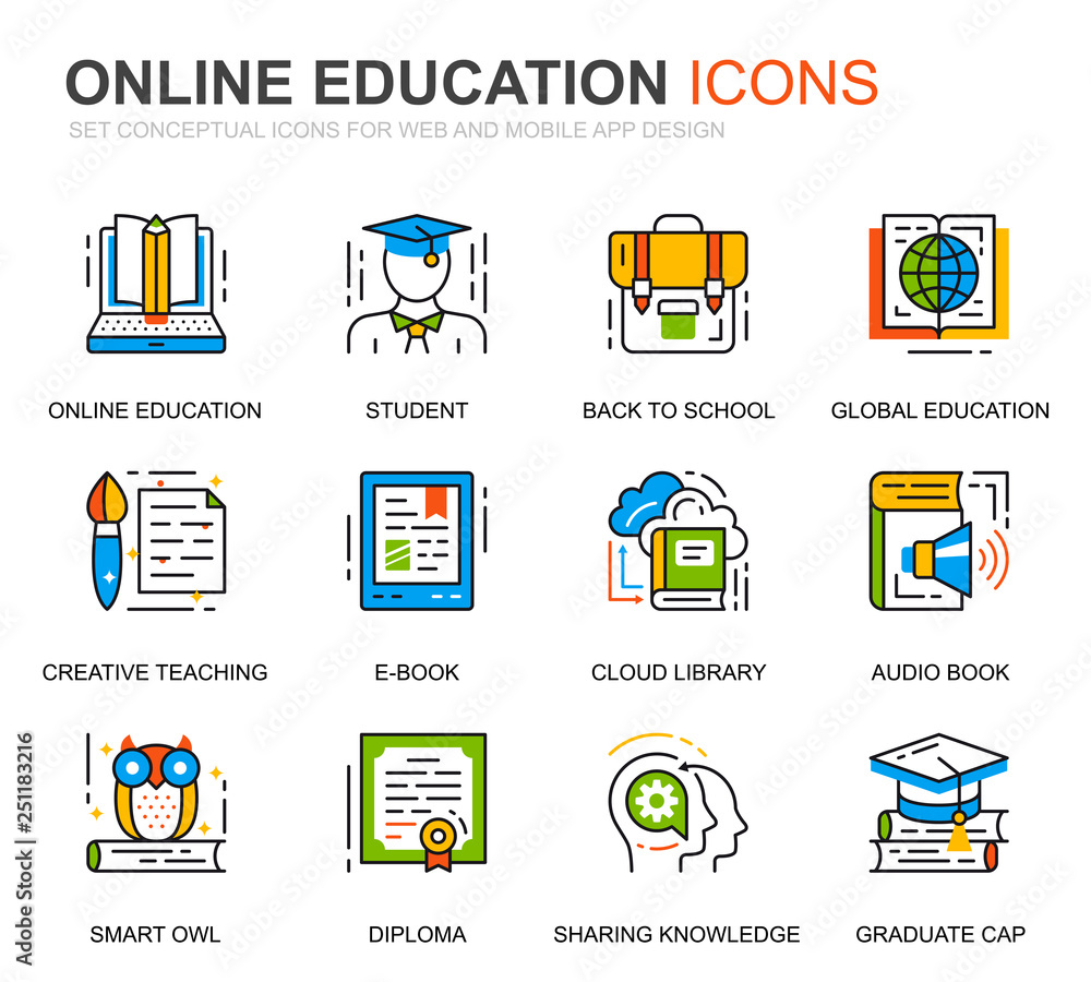 Simple Set Education and Knowledge Line Icons for Website and Mobile ...