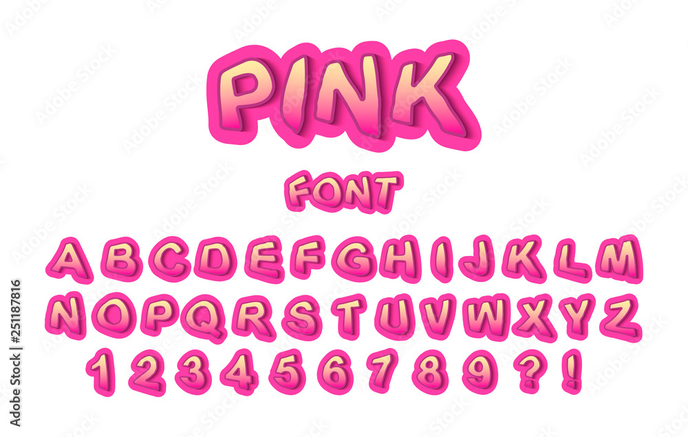 Modern pink font in graffiti style. Ideal for design prints of children ...