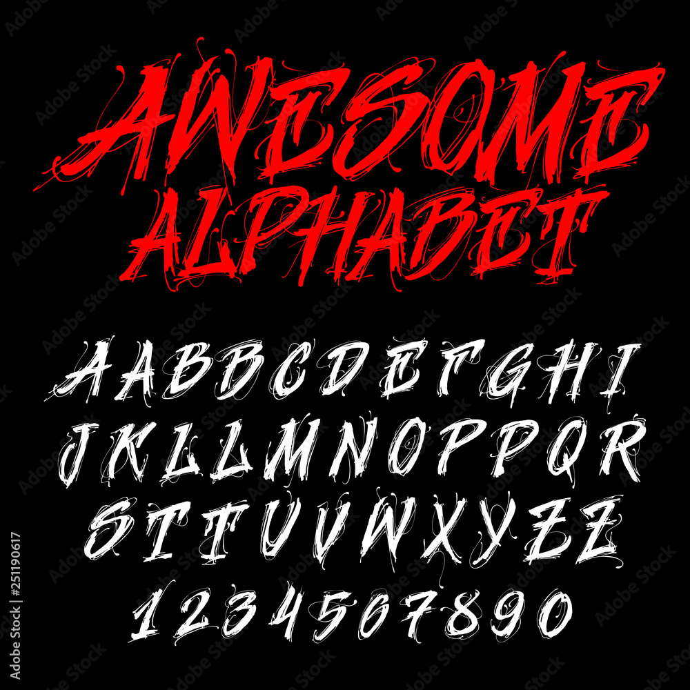 Hand drawn alphabet. Dirty font. Typography for labels, headlines ...