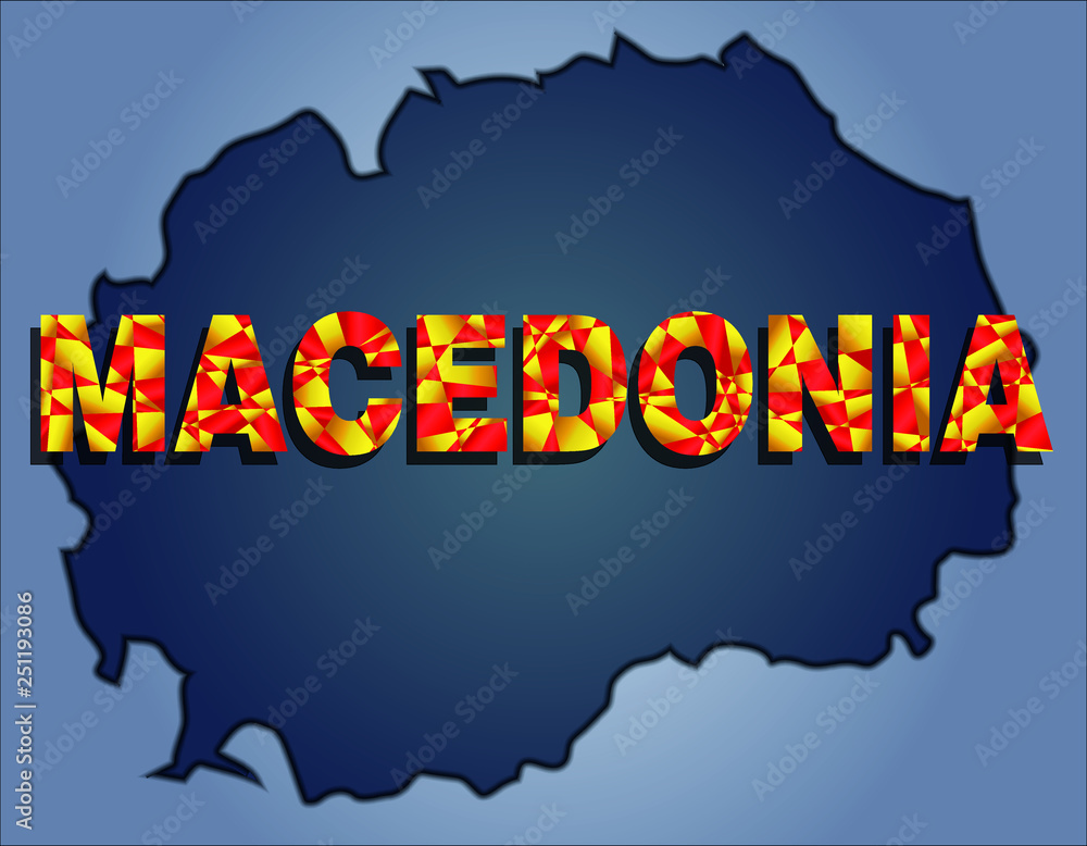 The contours of territory of Macedonia and Macedonia word in the colors ...