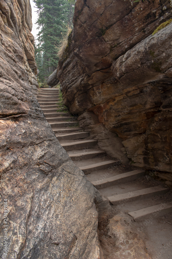 Steps through Rock Crevasse Stock Photo | Adobe Stock
