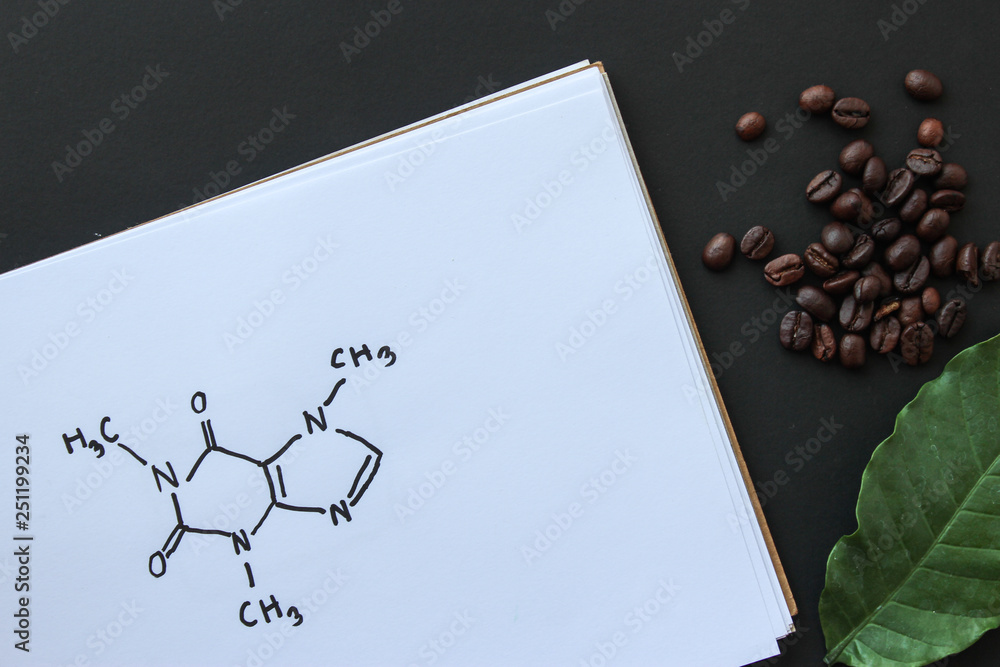 chemical structure of a caffeine molecule Stock Photo | Adobe Stock