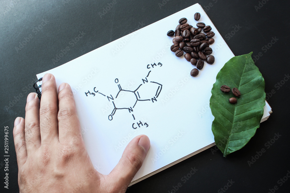 chemical structure of a caffeine molecule Stock Photo | Adobe Stock