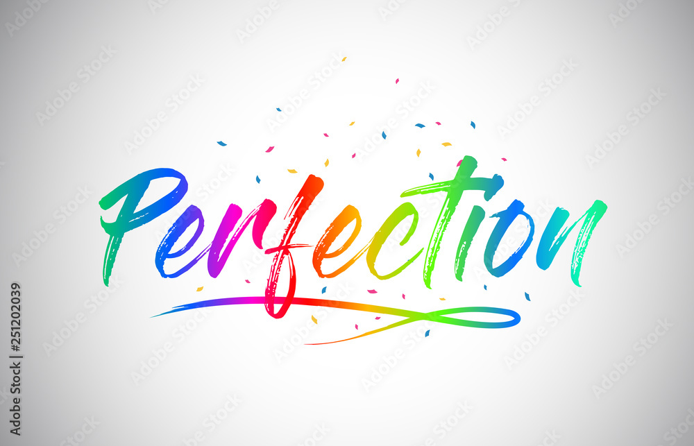 Perfection Creative Vetor Word Text with Handwritten Rainbow Vibrant ...