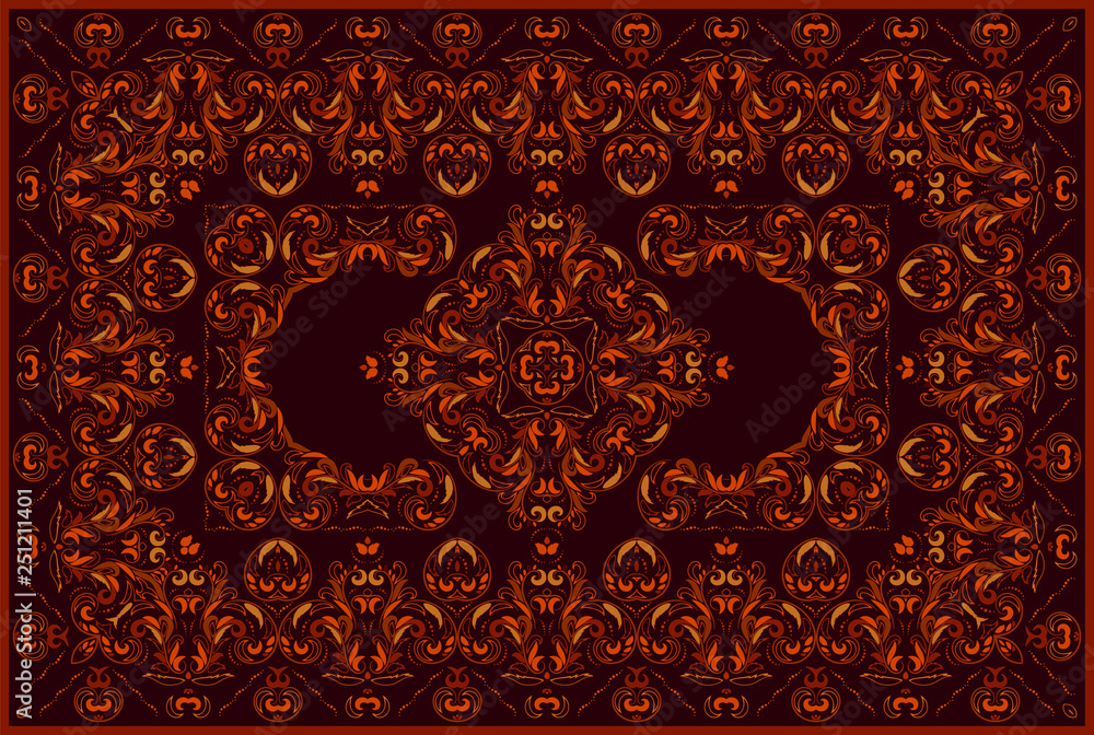 Vintage Arabic pattern. Persian colored carpet. Rich ornament for ...