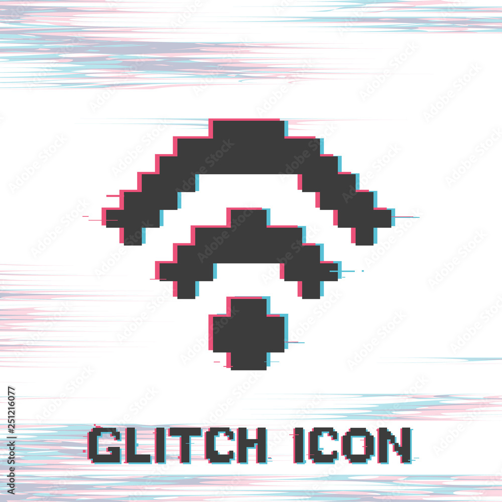 Vetor de Wi-fi glitch effect vector icon. Wifi icon. Pixel art of wi fi ...