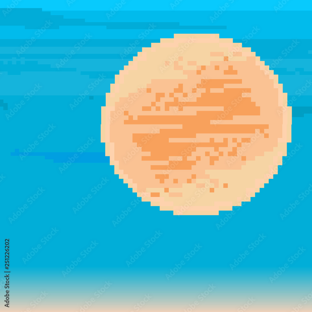 Pixel art background, retro sunrise or sunset. Background for pixel ...