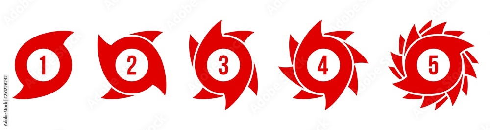 Creative vector illustration of hurricane scale indication icon symbol ...