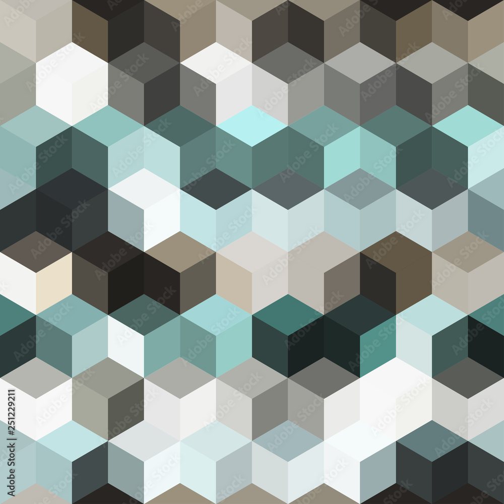 Hexagon grid seamless vector background. Cool polygons with bauhaus ...