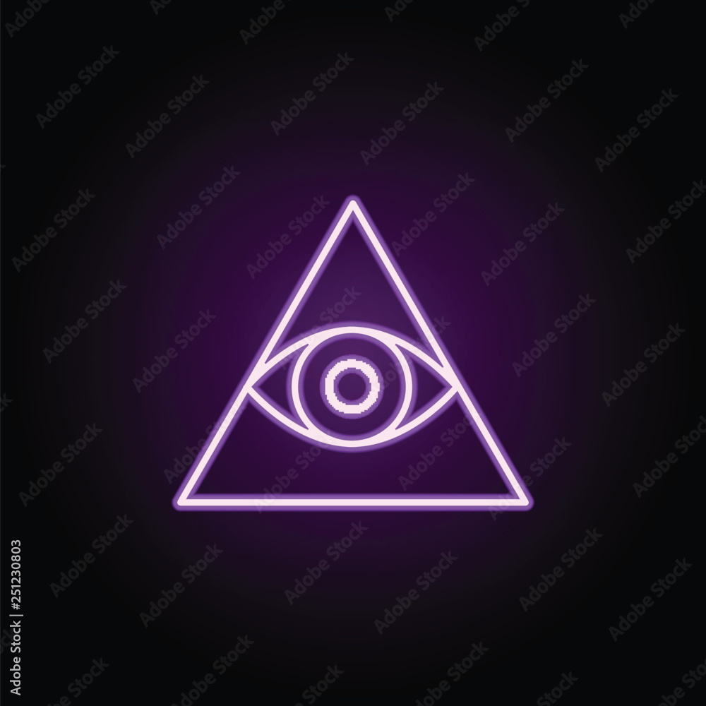eye in the pyramid outline icon. Elements of religion in neon style ...