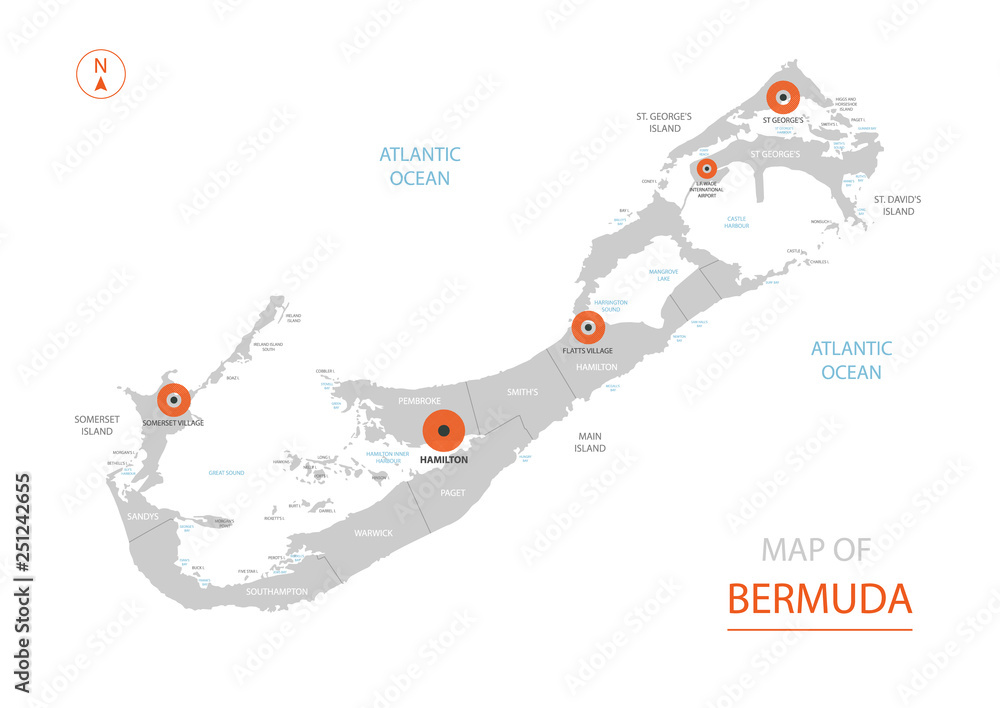Bermuda map with administrative divisions. Stock Vector | Adobe Stock