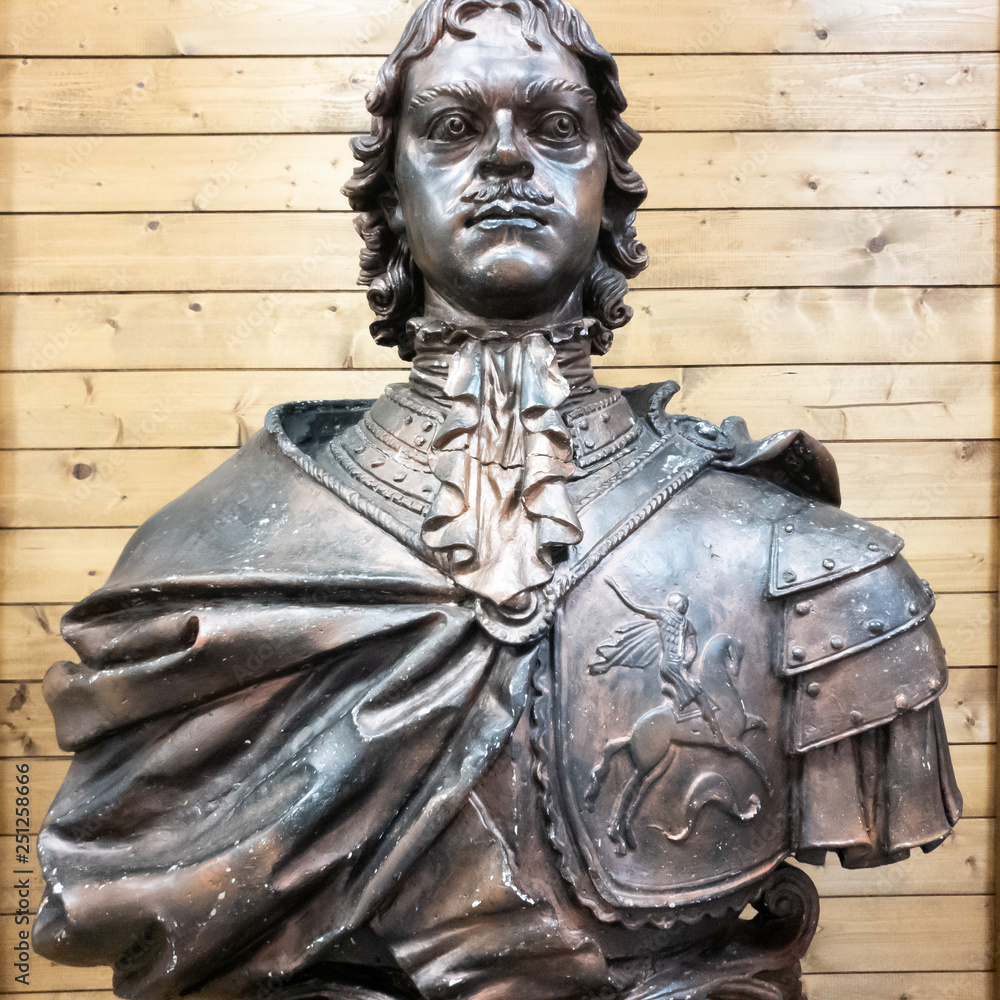 Peter I. Copper sculpture of the King. Peter is the first copper bust ...