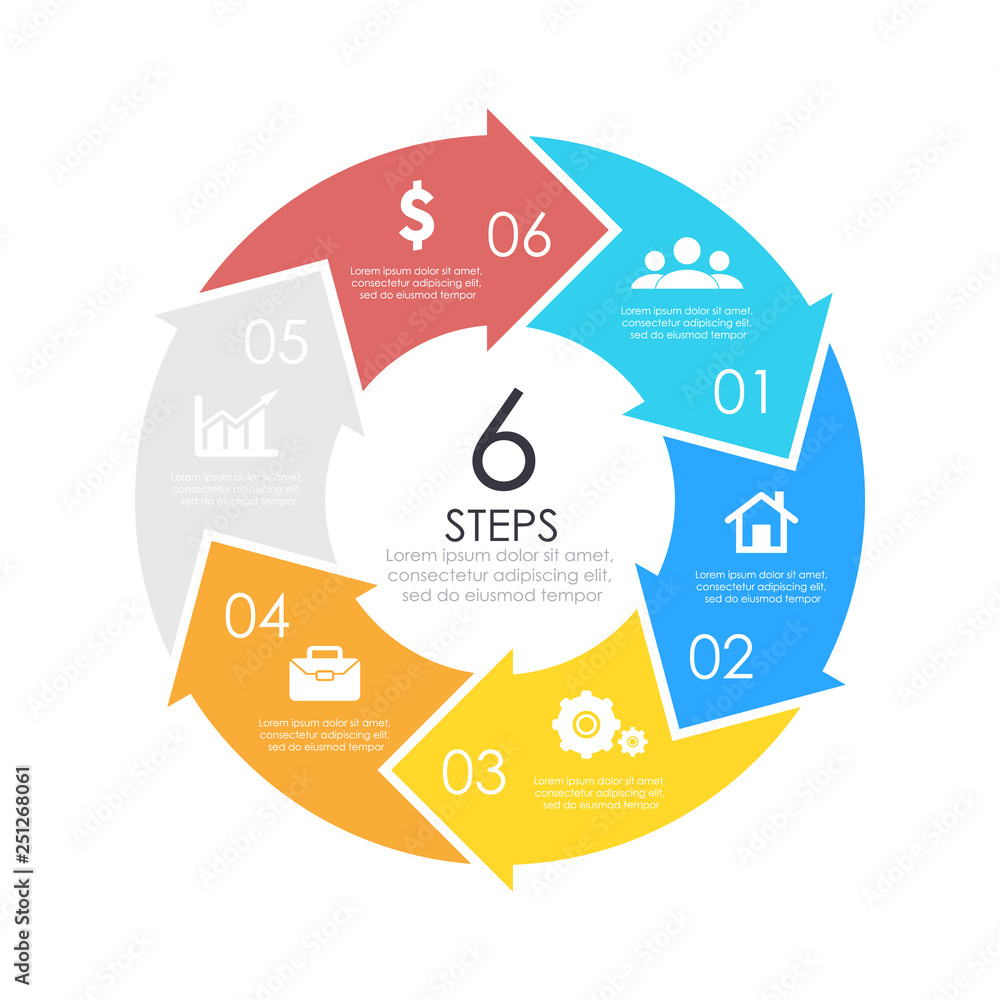 Vector circle chart infographic template with arrow for cycle diagram ...