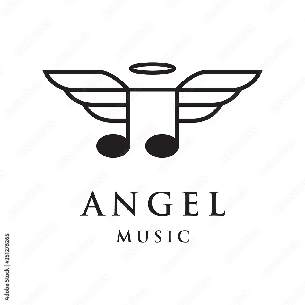 music note with angel wings logo icon vector template Stock Vector ...