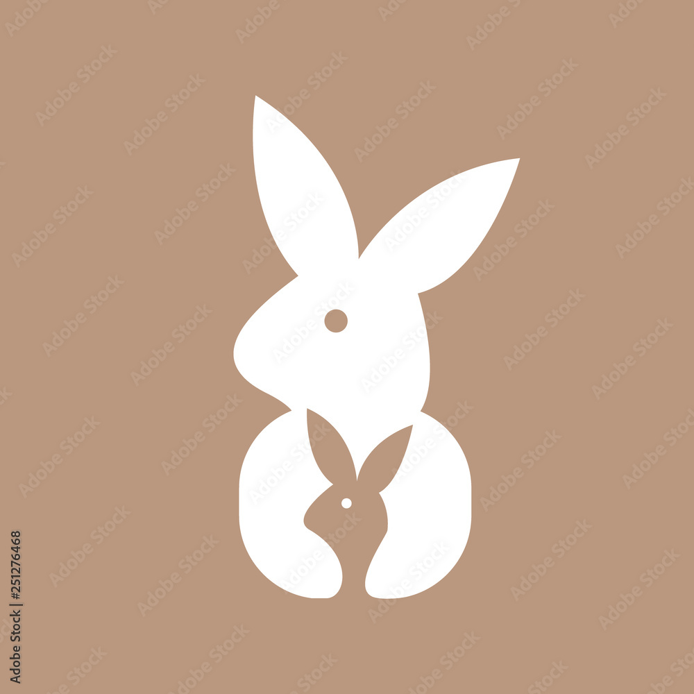 rabbit hold the baby logo icon vector template Stock Vector | Adobe Stock