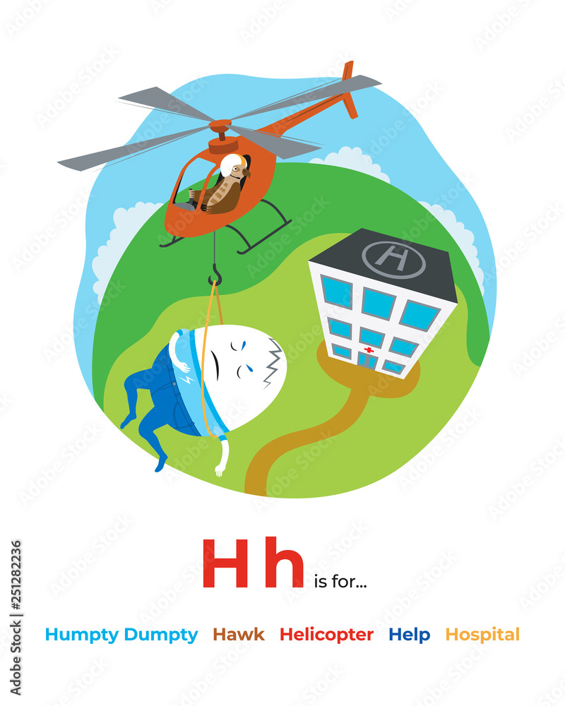 Full English alphabet from A to Z, pictures for letter H, the colorful ...