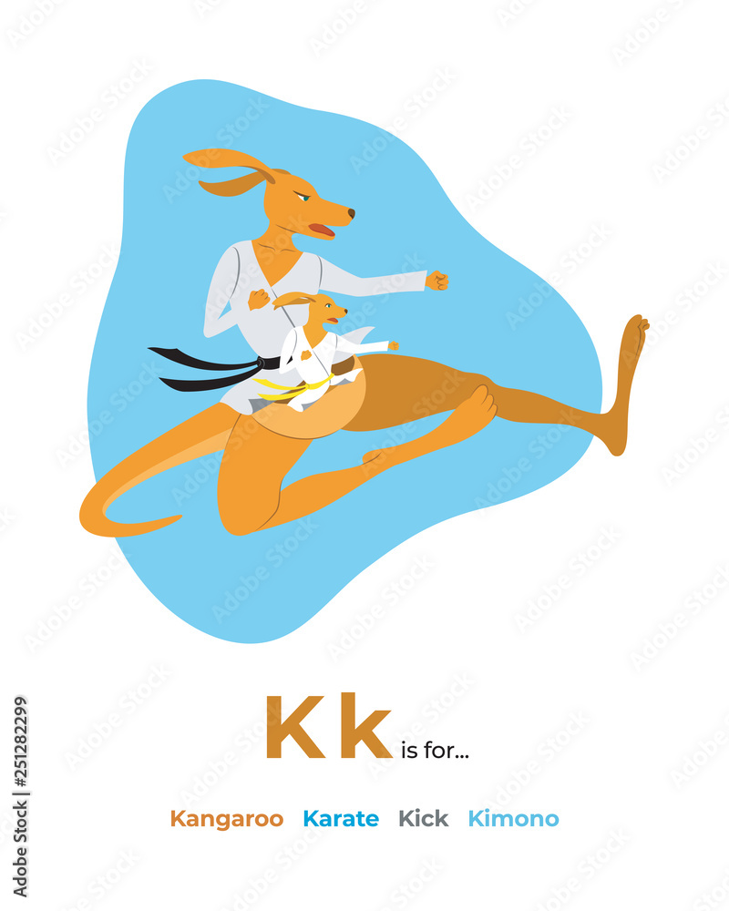 Full English alphabet from A to Z, pictures for letter K, the colorful ...