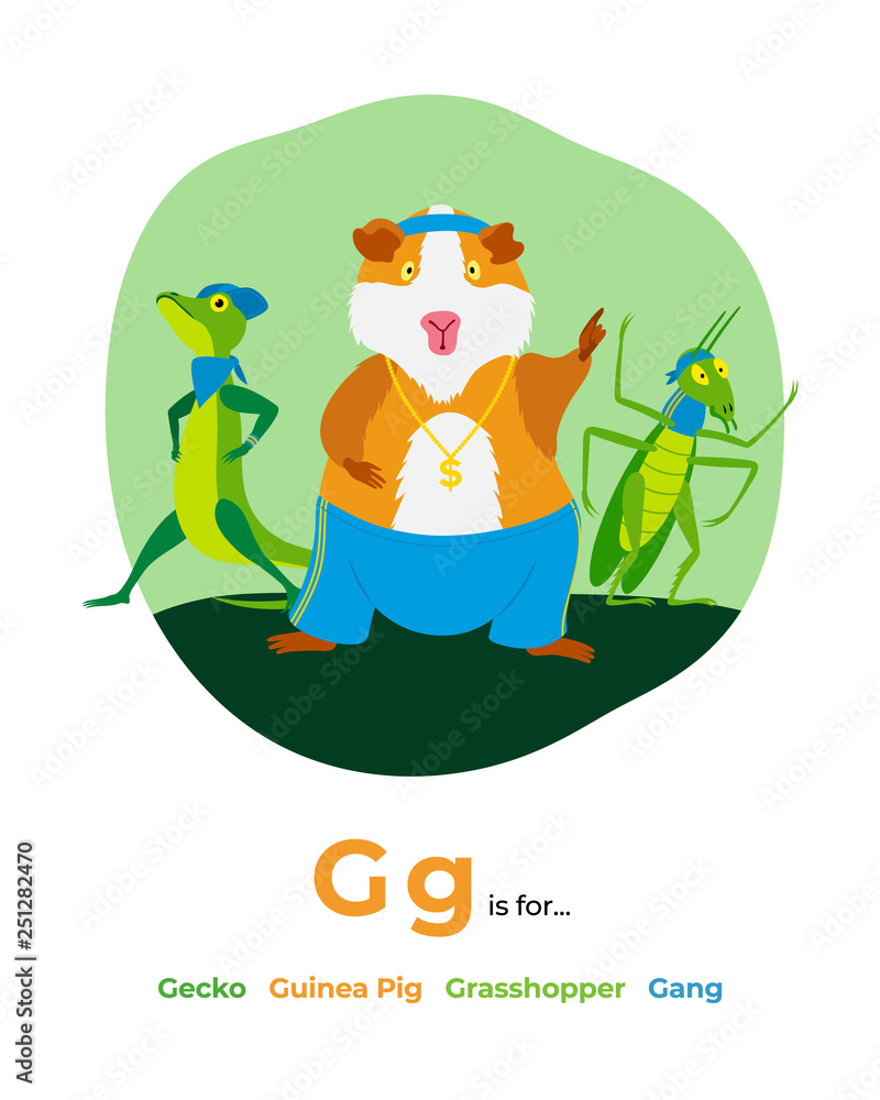Plakat English alphabet Colored cartoon with letter G for children ...