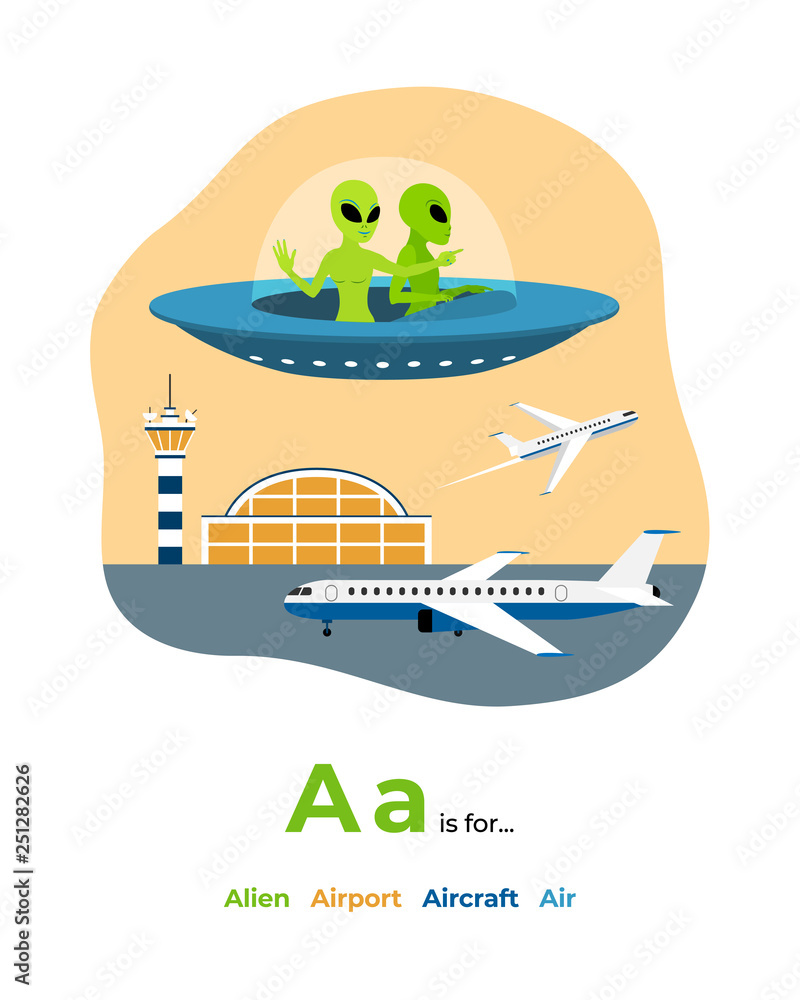 Vektorová grafika „English alphabet Colored cartoon with letter A for ...