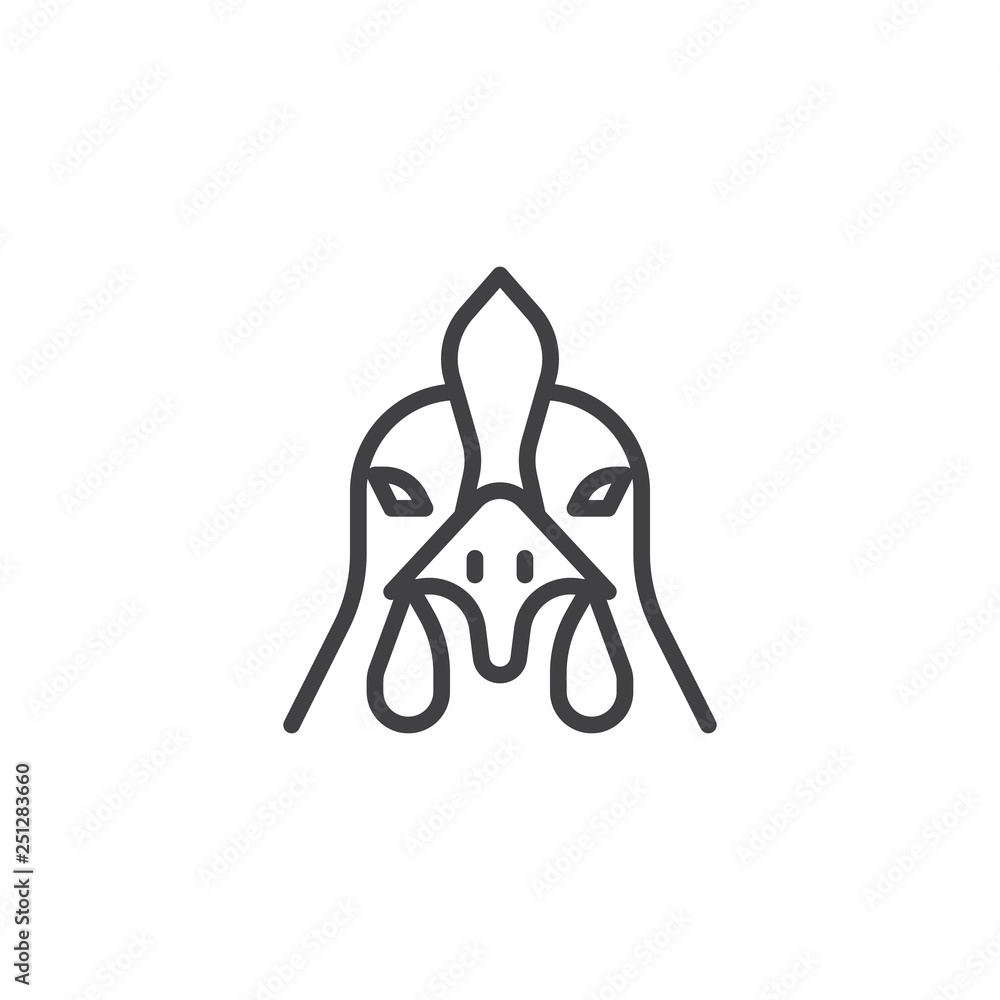Chicken head line icon. linear style sign for mobile concept and web ...