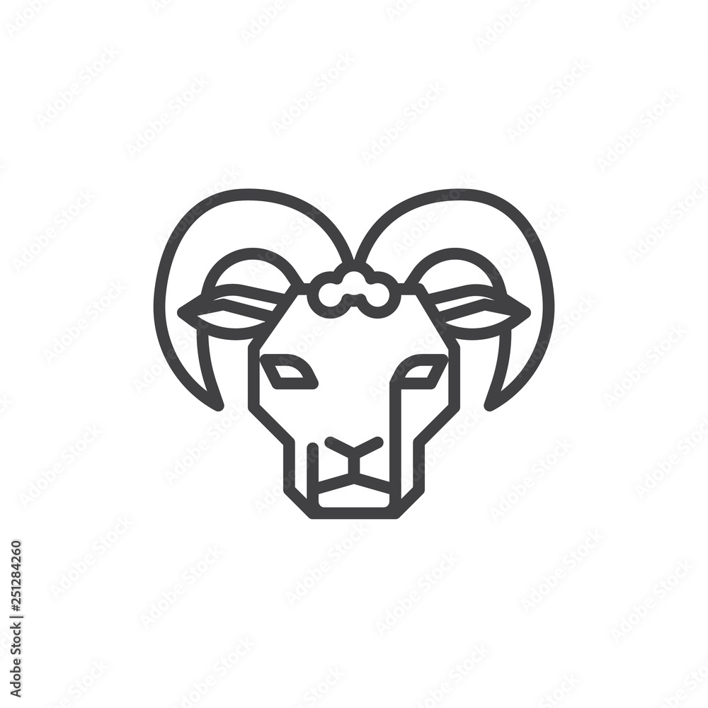 Ram head line icon. linear style sign for mobile concept and web design ...