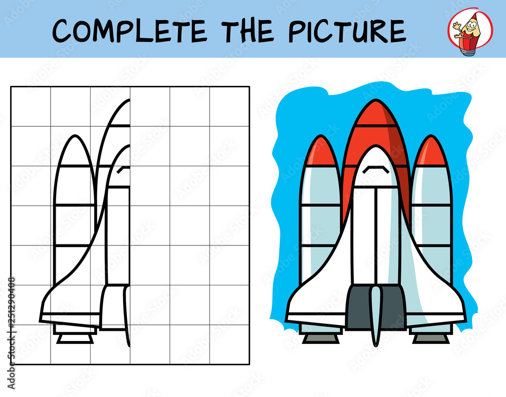 Complete the picture of a space shuttle. Copy the picture. Coloring ...