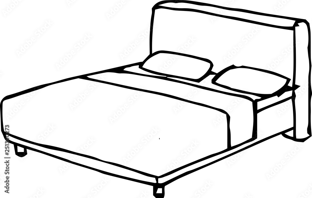 Rough sketch of handwritten bed outline Stock Vector | Adobe Stock