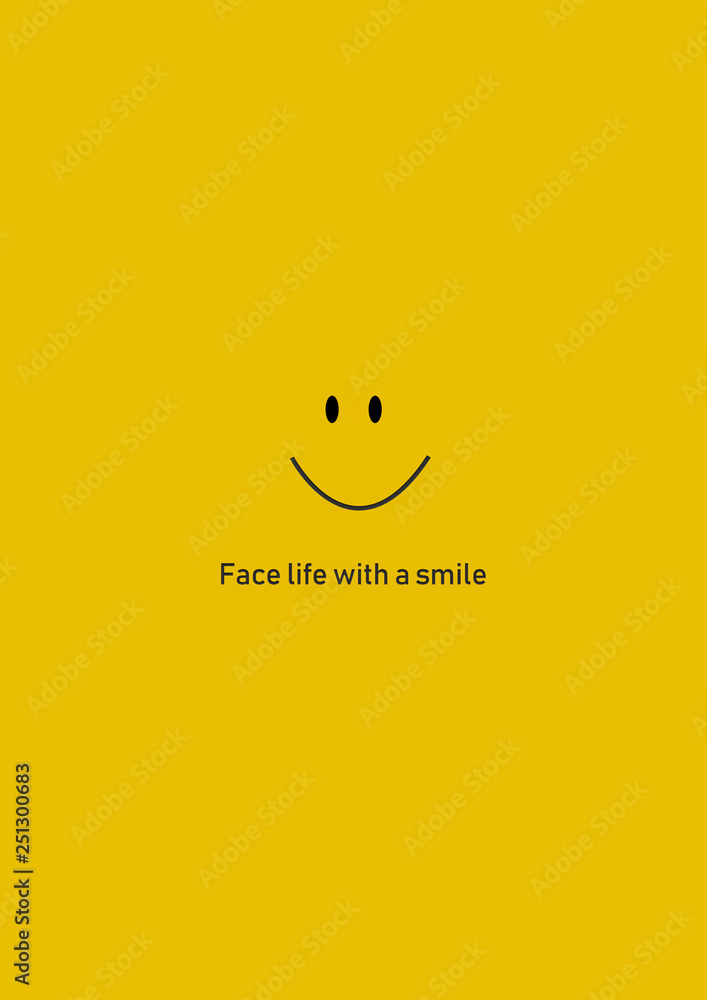 Face life with a smile text design Stock Illustration | Adobe Stock