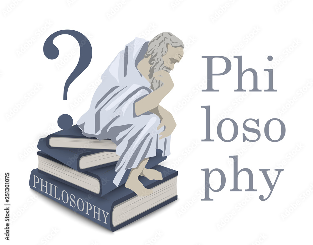 Philosophy icon in vector. Illustration with a thinker man on a stack ...