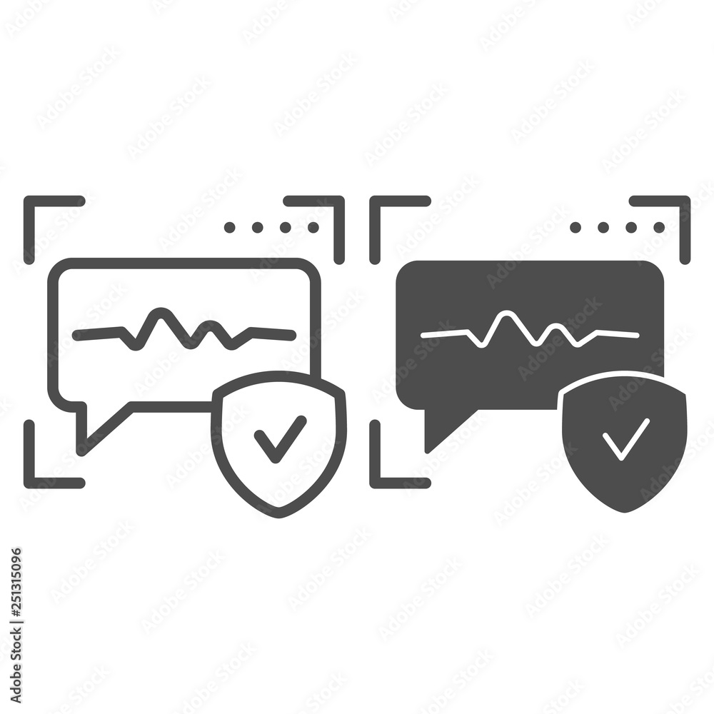 Voice recognition line and glyph icon. Sound identification vector ...