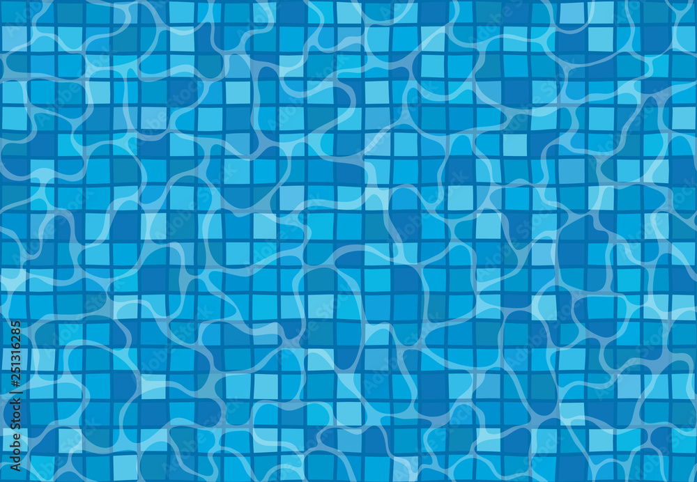 Swimming pool with mosaic tiles. Overhead view. Texture of water ...