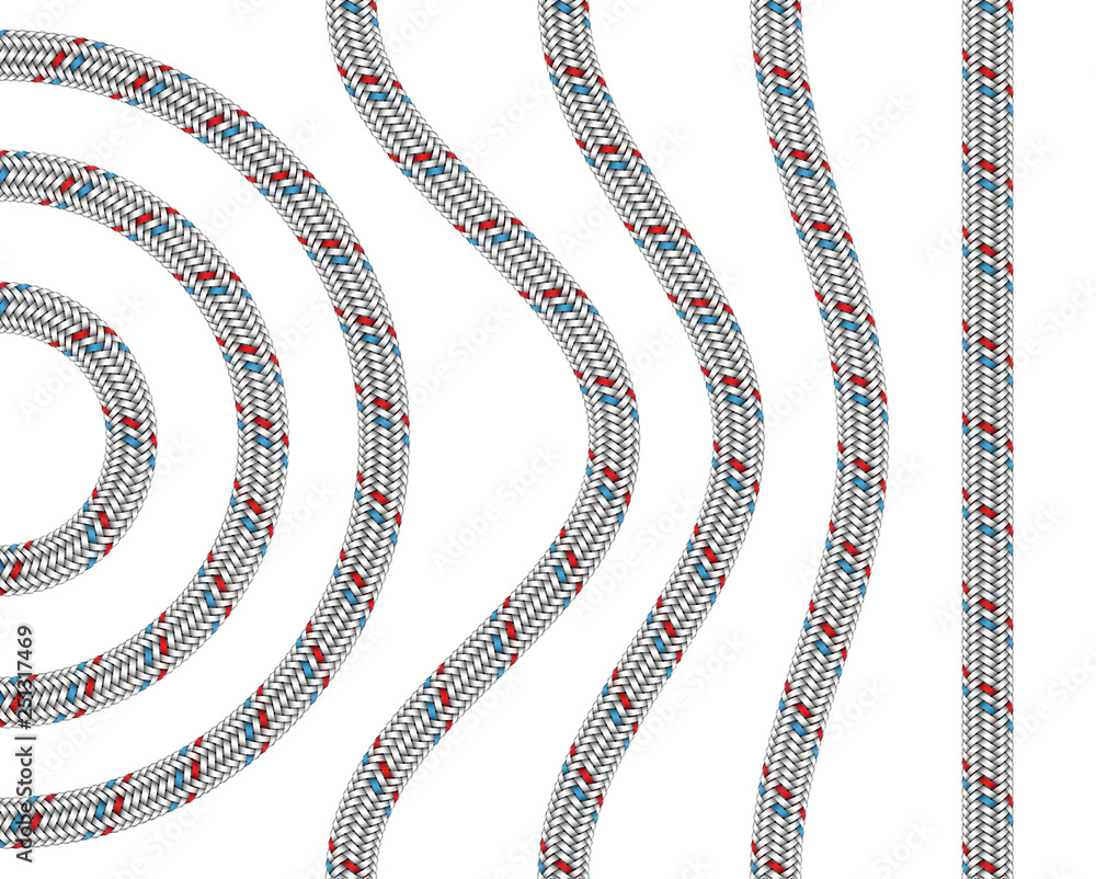 Vector set of flexible braided stainless hydraulic hose segments. Stock ...