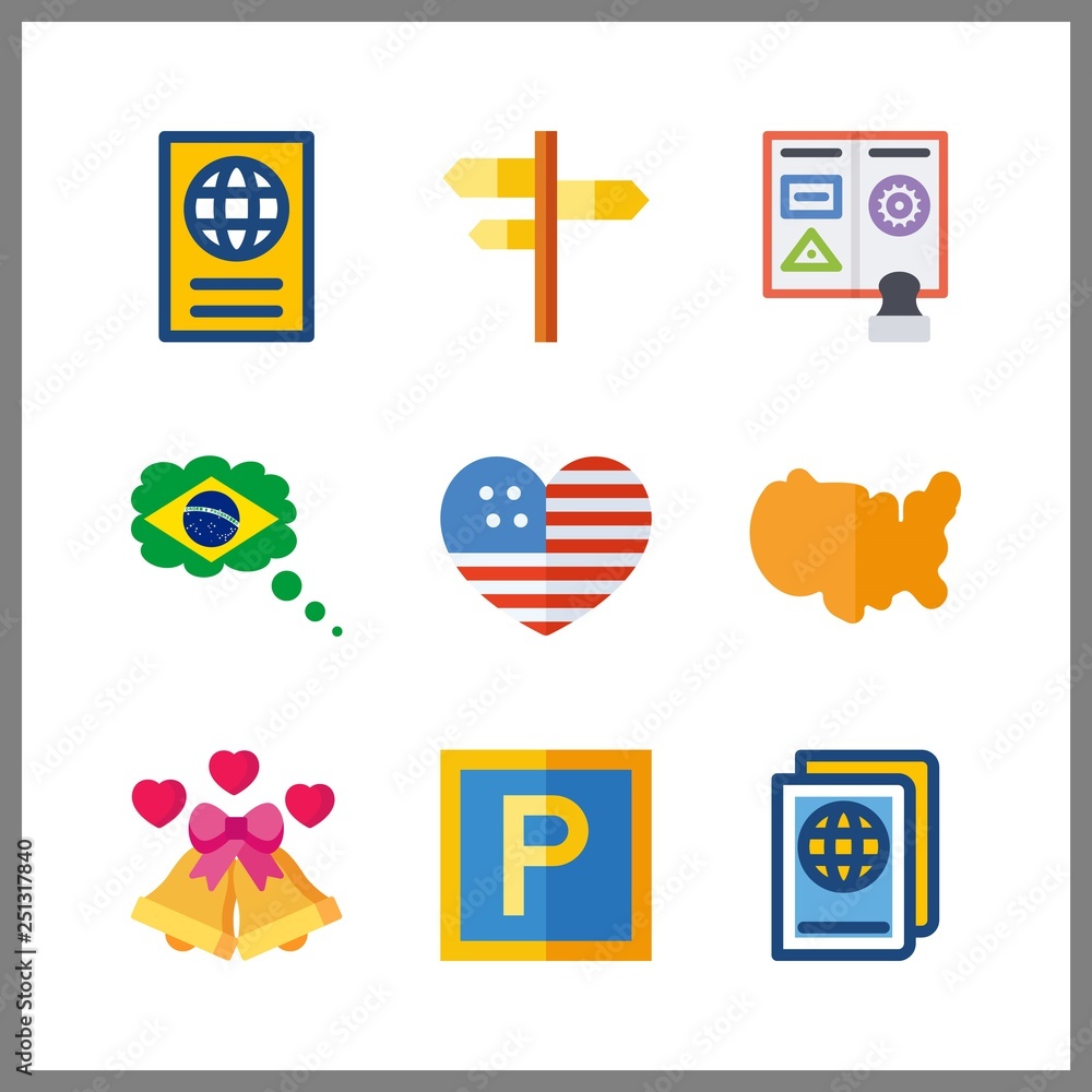 9 national icon. Vector illustration national set. wedding bells and ...
